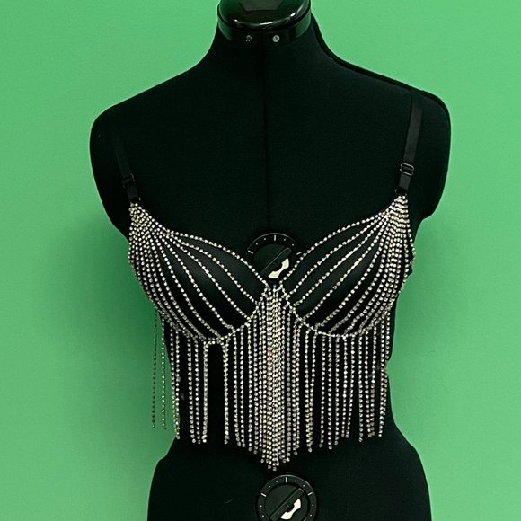 Windsor | Tops | Windsor Rhinestone Fringe Bra Top | Poshmark